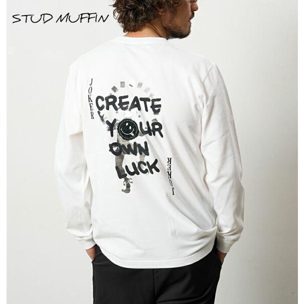 STUD MUFFIN スタッドマフィン ロンＴ CREATE YOUR OWN LUCK&amp;マルチパッチワーク 長袖 Tシャツ カットソー メンズ トップス ホワイト 524-028212025年新作登場。程よい肉感の6ozハイクオ...