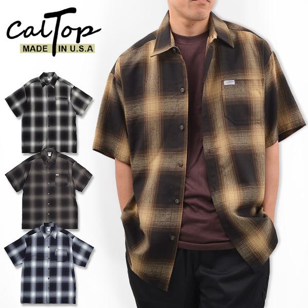 caltop カルトップ MADE IN USA ブランド チェックシャツ トップス カジュアル ストリート ローライダー HIP HOP ヒップホップ 定番 夏 大きいサイズ LL XXL 2L 3L 4L 黒 紺 茶 オーバーサイズ ビ...