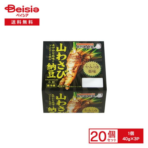 [冷蔵] タカノフーズ おかめ納豆 やみつき薬味 山わさび納豆 たれ・山わさび加工品付 40g×3P×20個