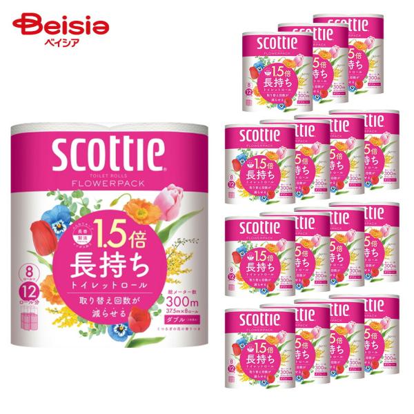 爆買 【ポイント5倍！5/1-31】スコッティフラワー1.5倍巻8ロールダブル×16個セット
