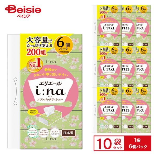 大王製紙 エリエールイーナティシュ−ソフトパック200組(400枚)6パック×10個