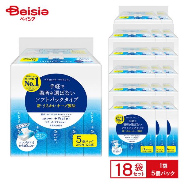 大王製紙 エリエール ＋Waterソフトパック 120組(240枚)5パック×18個