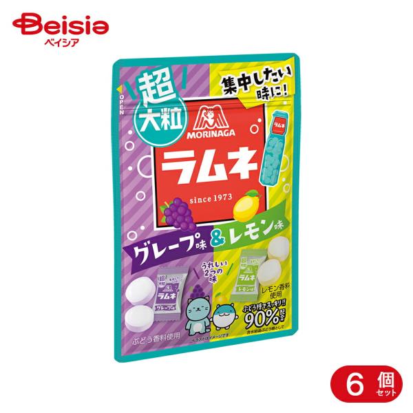 森永製菓 超大粒ラムネ グレープ＆レモン 48g 6個
