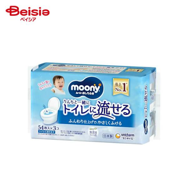ユニ・チャーム(unicharm) ムーニー おしりふきトイレに流せるタイプ 替54×3