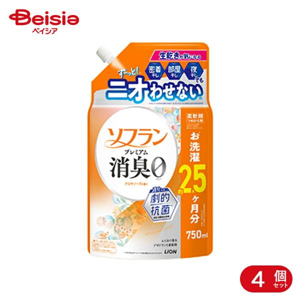【ポイント10倍！5/1 15:00-5/31】ライオン LIONソフランP消臭アロマソープ詰替特大 750ml×4個