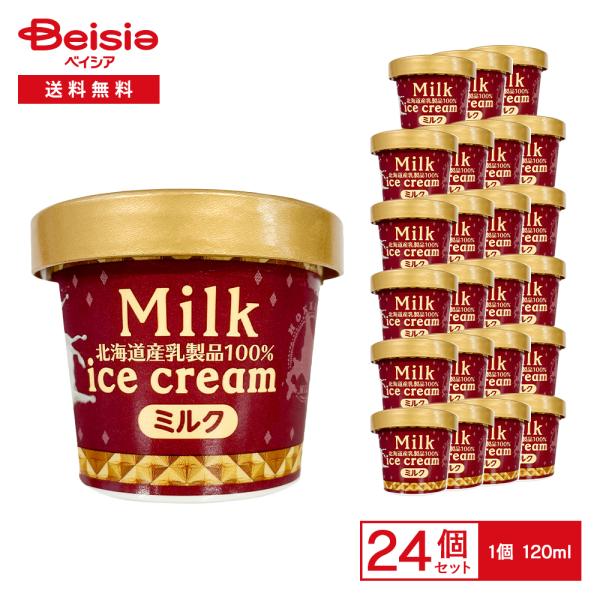 松村乳業 北海道産乳製品100% アイスクリーム ミルク 120ml×24個
