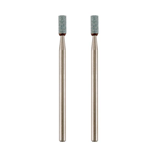 [商品説明]ミニルーター専用の軸付砥石です金属、ガラスなどの研削、研磨硬度が高く、硬い材質の研磨に最適ですガラス・セトモノ・宝石・金属などの研削・彫刻・研磨ができます●シャフト径：2.35mm●形状：棒型径2.8mm×6mm●2本入●適合機...