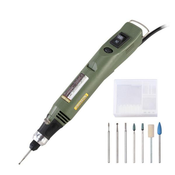 商品情報説明 ペン感覚で作業ができるミニルーターです。用途 一般彫刻、ガラス彫刻、彫金等。機能 新開発の小型DCモーターを搭載しています。電源コードの重さを考慮した、最適な重量バランスで操作性が向上しました。操作性の良いスピードコントローラ...