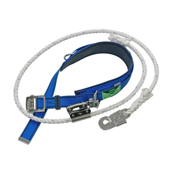 商品情報説明 屋内高所での電気工事等、U字つり状態で行う作業に適した安全帯です。用途 柱上安全帯。機能 ロープには操作性に優れたビニロンロープを採用しています。仕様 ●サイズ：M。●胴ベルト：幅45mm×長さ1200mm・スチールバックル。...