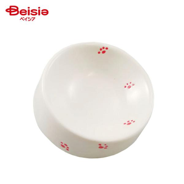 貝沼産業 猫用食器猫の耳 Mタイプ足跡柄