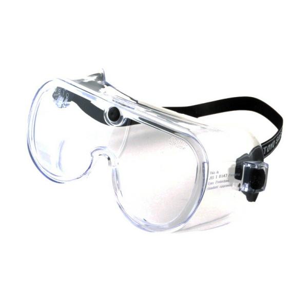 商品情報説明 完全密封型です。用途 アスベスト除去作業。機能 眼鏡をかけたまま使用可能です。アスベスト作業用穴なしタイプです。仕様 ●レンズ：0.8mm厚。●レンズ色：透明。●フレーム色：透明。●重量：約60g。●ゴーグル型。材質等 ●フレ...