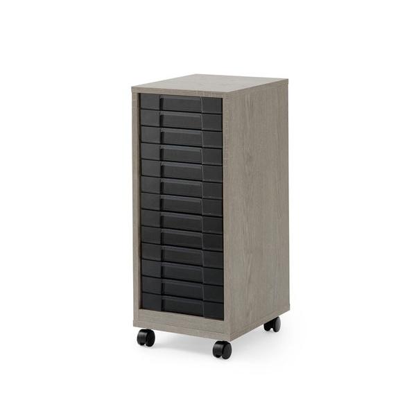 アイリスオーヤマ 木製フロアケース MFE-7130 アッシュグレー／クリアブラック