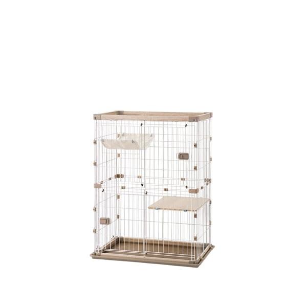 アイリスオーヤマ ウッディキャットケージ2段 PWCR-962V ライトナチュラル/ウォールナット