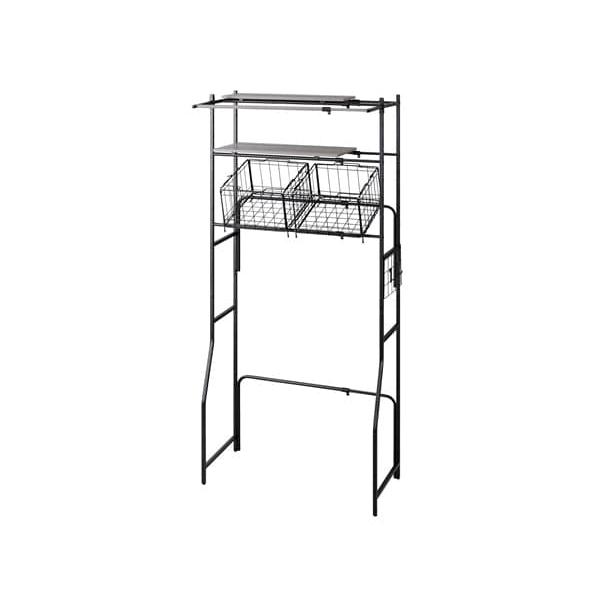 アイリスオーヤマ バスケット付き伸縮スタイルランドリーラック BSSL-860R ブラック