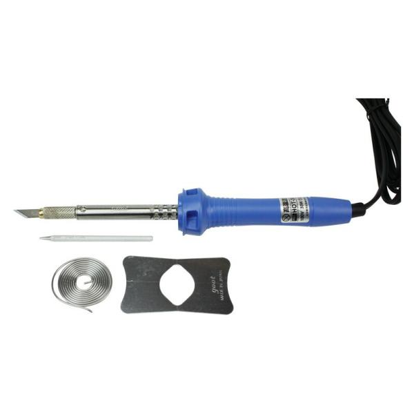 商品情報説明 熱で切るから切断面が滑らかです。用途 プラスティック切断用ホットナイフ30W。機能 熱を加えてカットするから、切断面が滑らかです。付属のこて先ではんだこてとしても使用できます。こて置き台、はんだ付きです。プラスティック切断用ホ...