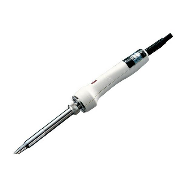 商品情報説明 温度調節機能付はんだこてです。用途 コネクター・ステンドグラスなど熱容量を必要とする作業向け。機能 ボリュームで300〜480度までの温度設定が可能です。ヒーター通電ランプ付きです。こて先温度を正確にコントロールします。70W...