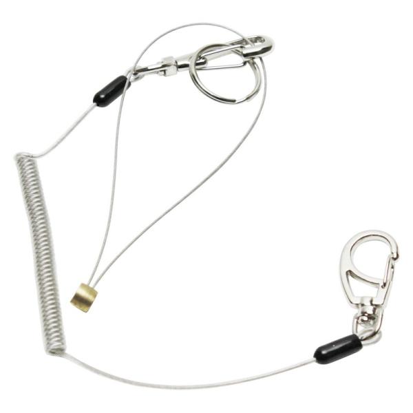 商品情報説明 耐久性、伸縮性抜群の落下防止、紛失防止用安全コードです。ステンレスワイヤーとウレタンコードを一体成型で丈夫です。用途 工具などの落下防止、紛失防止。機能 最大使用荷重0.5kgまでの重量に使用可能です。最大伸長1050mm、自...