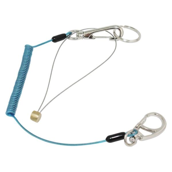 商品情報説明 耐久性、伸縮性抜群の落下防止、紛失防止用安全コードです。ステンレスワイヤーとウレタンコードを一体成型で丈夫です。用途 工具などの落下防止、紛失防止。機能 最大使用荷重0.5kgまでの重量に使用可能です。最大伸長1050mm、自...