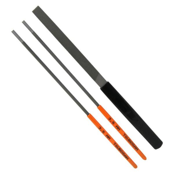 商品情報説明 チェーンソー刃の切れ味を復活させます。用途 チェーンソー刃の研磨作業。機能 3.5mm径のチェーンソーヤスリと、デプス調整用の平型ヤスリのセット品です。デプス調整用の平型は、単目ヤスリです。刃研ぎを繰り返し小さくなった刃に使用...