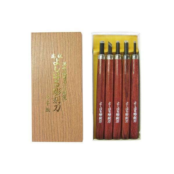 [商品説明]丹精込めた手作りの切れ味です版画・彫刻堀り等刃は二層鋼です切れ味も良く、長持ちします木柄はだ円形で使い易く、汚れません●紙箱入・5本組●柄：ブビンガ材●ケース：紙●刃：特殊二層鋼