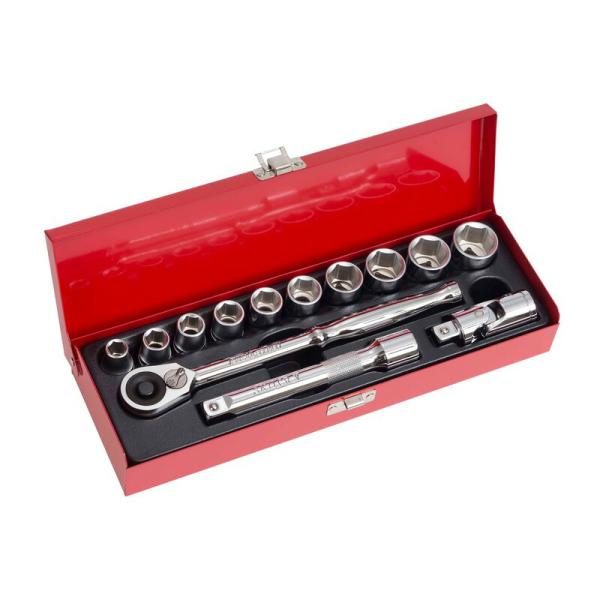 商品情報説明 13ピース入りのソケットとレンチのセットです。用途 各種ボルト・ナット・ネジの締付け、緩め作業。機能 クイックリリース機構で、ソケットの脱着はボタンを押すだけで簡単にできます。72山ギアラチェットハンドルで、細やかな動きが可能...