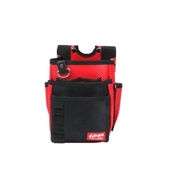 商品情報説明 深紅に染まる逸品「紅」シリーズの腰袋3段です。用途 ツールの収納・携帯。機能 回転式安全コード取り付け金具がついています。Y型ハーネス対応のベルトスリットが入っています。仕様 ●サイズ：約幅200×高さ240×奥行160mm。...