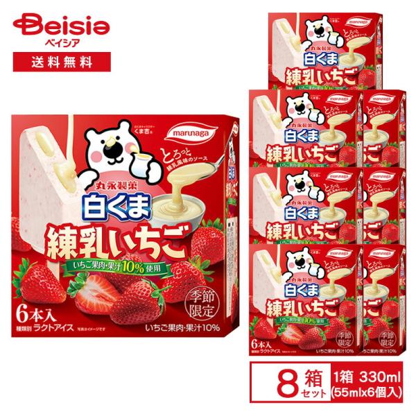 丸永製菓 九州名物 白くま 練乳いちご 330ml（55ml×6個入）×8箱