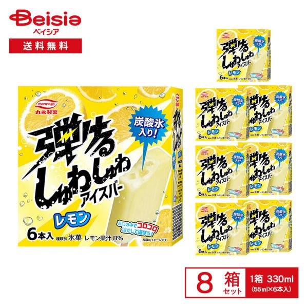 爆買 丸永製菓 弾けるしゅわしゅわアイスバー レモンマルチ 330ml（55ml×6本入）×8箱