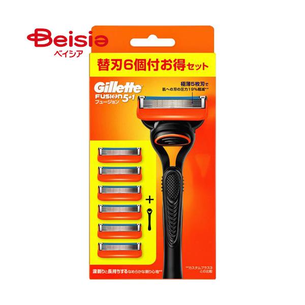 P&amp;G ジレット(Gillette) フュージョン マニュアルホルダーカミソリ 替刃付 6個