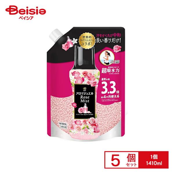 【ポイント20倍！2/21 -3/31】P&amp;G レノアアロマジュエル アンティークローズ＆フローラルの香りつめかえ用超特大サイズ 1410ml×5個