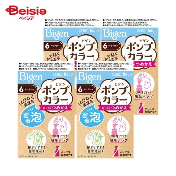 爆買 ホーユー ビゲン ポンプカラー つめかえ 6 ダークブラウン 50ml×4個