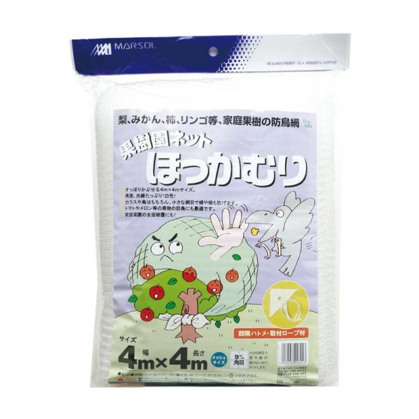商品情報説明 ご家庭の果樹に一本づつすっぽりかぶせて防鳥・防虫に最適です。用途 防鳥・防虫用。機能 無駄の少ない、正方形タイプです。仕様 ●サイズ：4m×4m。●色：白。●目合：9mm角目。材質等 ●ポリエチレン。付属品・部品など注意・ご案...