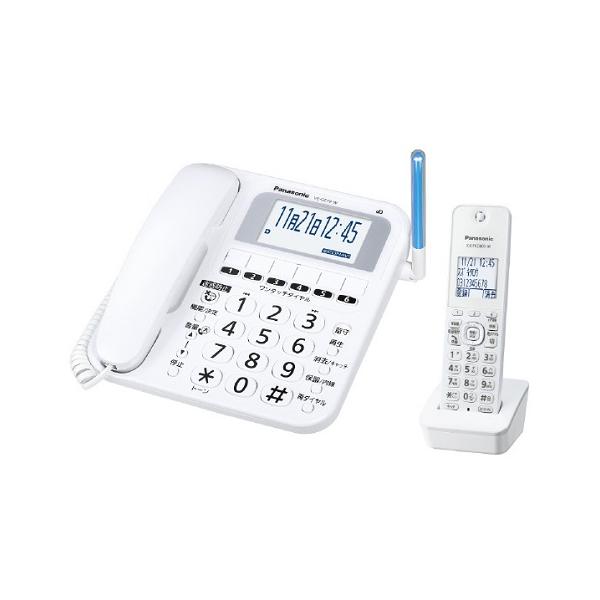メーカー：パナソニックJAN：4549980791776型番：VE-GE19DL-W■商品説明■●押し間違いを防いで使いやすい 大きなダイヤルボタン●ホワイトバックライト液晶に特大数字でくっきり見やすい●着信時の迷惑電話対策として「着信お知...
