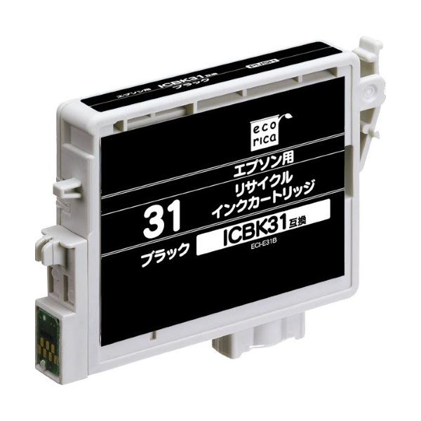 メーカー名:エコリカecorica型式:ECI-E31BJAN:4571163360684サイズ：130×175×14mm重量： 46.5g純正型番：ICBK31・エプソンICBK31互換リサイクルインクカートリッジ・内容：ブラック、ブラッ...