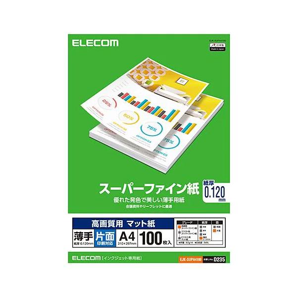 メーカー：エレコムJAN：4953103494800型番：EJK-SUPA4100■商品説明■●細かい部分までくっきり再現できる高画質用スーパーファイン紙です●印刷画像を鮮やかに再現するため、白色度の高い特殊なコーティングをしています●高精...