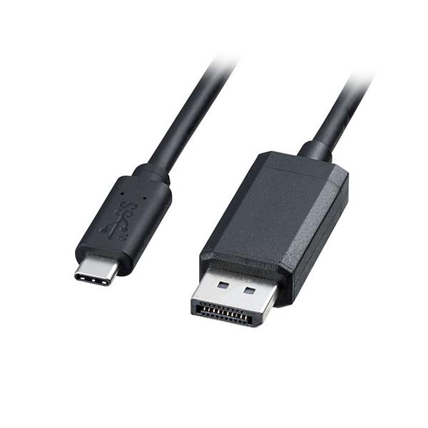Type-CからDisplayPort入力のディスプレイに出力するための変換アダプタケーブル。4K/60Hz対応。ブラック・2m。