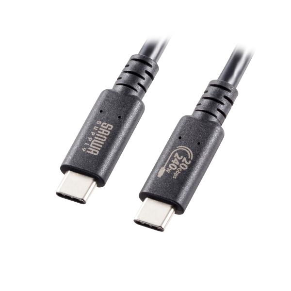 USB Type-C USB20Gbps(USB4 Gen2×2)対応ケーブル。1m・ブラック。PD240W対応、USB認証取得品。