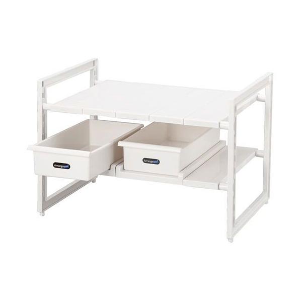 アレンジフリー シンク下スペースラック2段(ストッカー付伸縮タイプ)