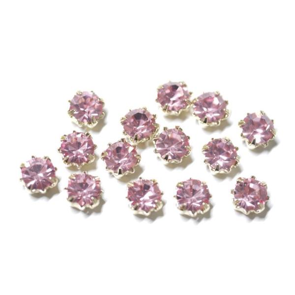 【5mm(SS22)Light Roseライトローズカラーチェコ産ストーンゴールド台座】 チェコ産使用、5mmサイズのライトローズカラーゴールド台座付き （ハンドメイド製台座付きパーツ）スワロフスキーカラーチャートのLight Rose(#...