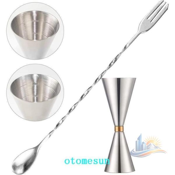 「バーテンダーセット」目盛り付き30ml/45mlジガーカップx 1、30cmバースプーン×1。プロのバーテンダーでも一般人でも、最もベースなバーテンダーツールセットです。 「上質なステンレス」厳選されたステンレス素材で作り上げ、耐久性が優...