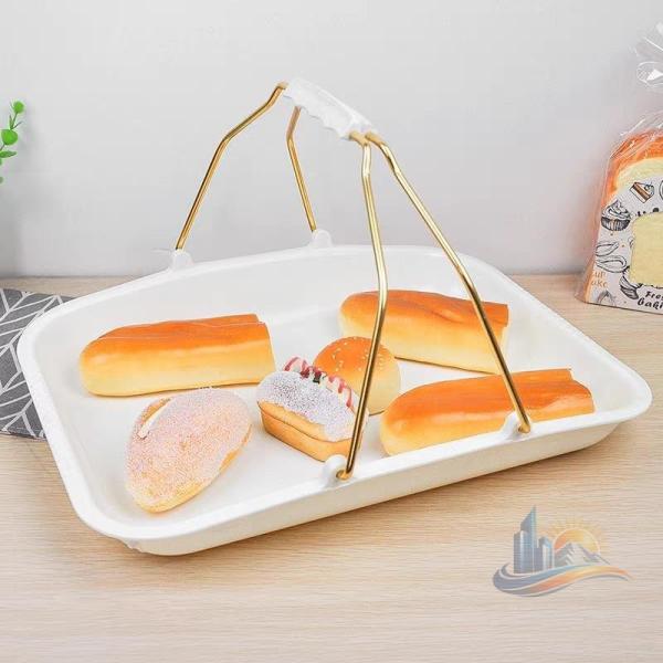 商品名：お盆 トレイ トレー おしゃれ パントレー キッチン用品 レストラン 食堂 持ち手付き 食品トング付き●色写真色●材質：プラスチック●サイズ:写真に参考してください※生産上の都合により、生地の質感や色が多少写真のものとは変更となる場...
