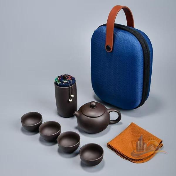 商品名:茶器セット 7点セット旅行用 煎茶道具 煎茶器セット 携帯式 中国茶器セット 紫粘土ティーポット 通勤 旅行 収納バッグ付き 贈り物 事務室用 旅行ティーセット                            商品説明:携帯式...