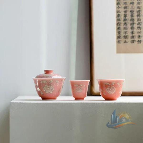 限定 中国茶器 伝統蓋碗 磁器 「牡丹」茶葉 ウーロン茶 お茶 ギフト 台湾茶器