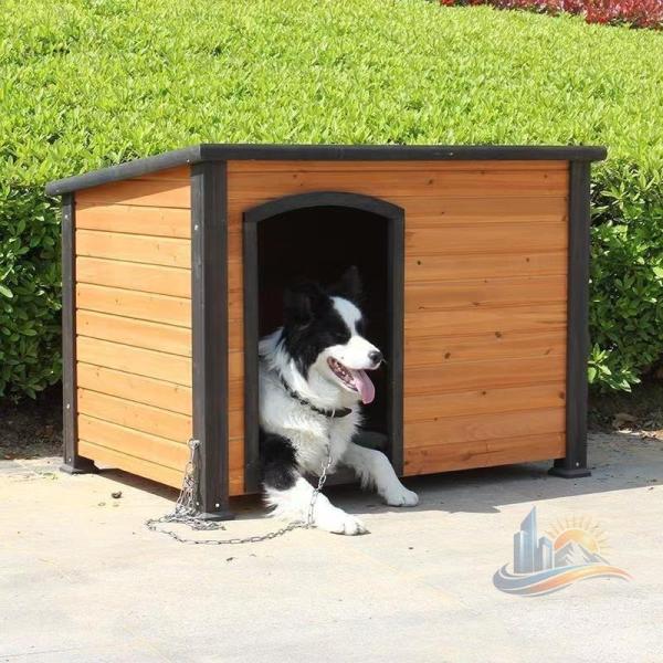 犬小屋・ケージ 大中犬小屋ペットの犬小屋屋外の猫小屋防寒暖かいウサギの穴厚い動物シェルター (Color : Brown Size : 65*67*85cm)