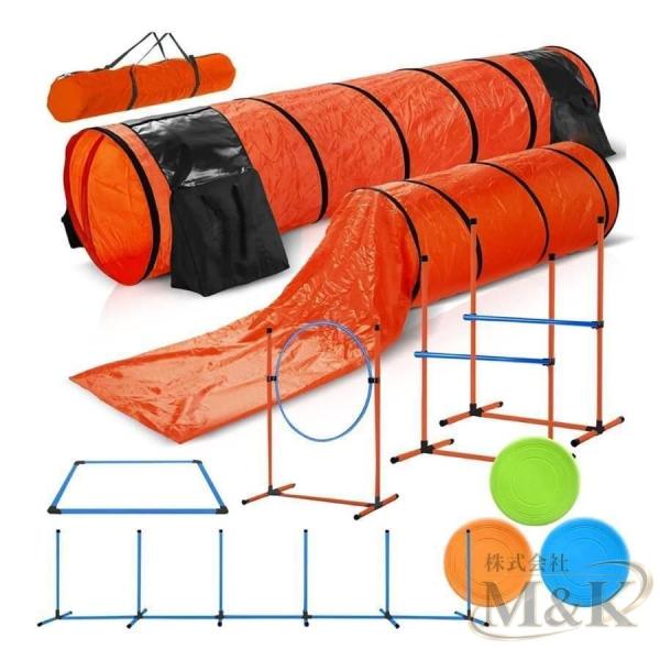 犬のアジリティトレーニング器具セット、ドッグジャンプ2本、ハードル、ブラインド、標準トンネルとウィーブポール、簡単なキャリーケース付きのプレミアムド