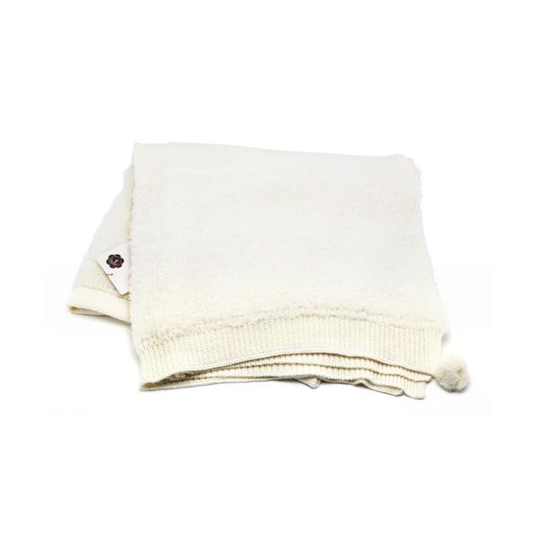 月兎印のオリジナル商品を佐藤繊維さんが最高品質のウール糸を使って大切に編み上げてくださいました。※混用率のポリエステルは、モールの毛羽を抜けなくする熱融着繊維の割合です、肌に触れる表面部分はウール100%です。サイズ：160×86cm&lt...