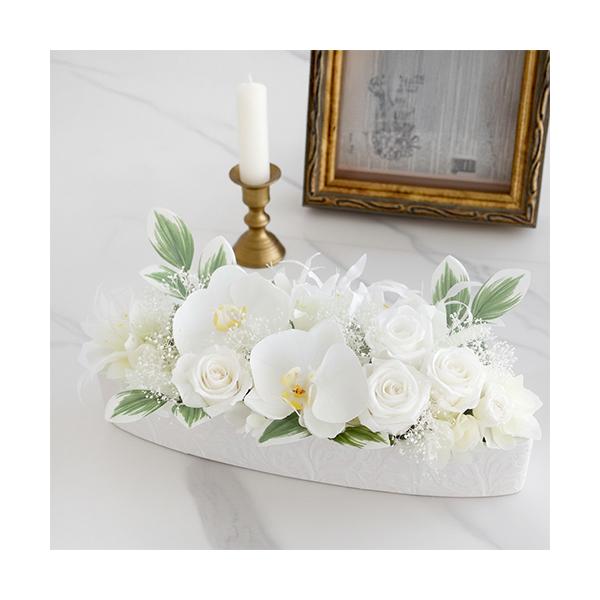 ■商品名プリザーブドフラワー 仏花 お供え花 花純（かすみ）花器付■SIZE：W320×D160×H130mm■素材・商材：プリザーブドフラワー、ドライフラワー、アートフラワー、ピック、花器（陶器）、他。■その他、注意事項・同梱商品 全ての...