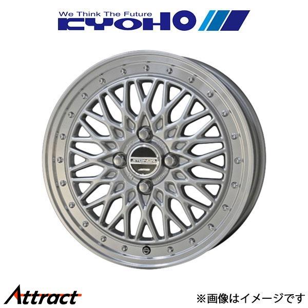 メーカー：KYOHO商品：STEINER FTXカラー：サテンシルバーホイールサイズ/リム径(inch)：15リム幅：4.5フランジ：Jボルト穴数：4P.C.D(mm)：100インセット(mm)：45車両：スズキ車種：エブリイワゴン型式：D...