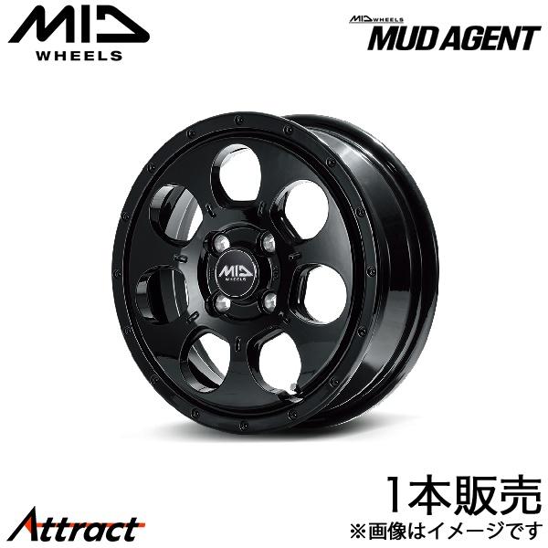 メーカー：MIDブランド：MUD AGENTカラー：セミグロスブラック本数：1本サイズ(inch)：15リム幅(inch)：4.5フランジ形状：Jボルト穴数：4P.C.D(mm)：100インセット(mm)：45ハブ高(mm)：-30ハブ径(...