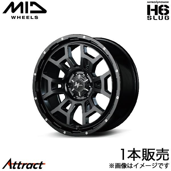 メーカー：MIDブランド：NITRO POWER H6 SLUGカラー：セミグロスブラック/マシニング本数：1本サイズ(inch)：16リム幅(inch)：6.5フランジ形状：Jボルト穴数：6P.C.D(mm)：139.7インセット(mm)...